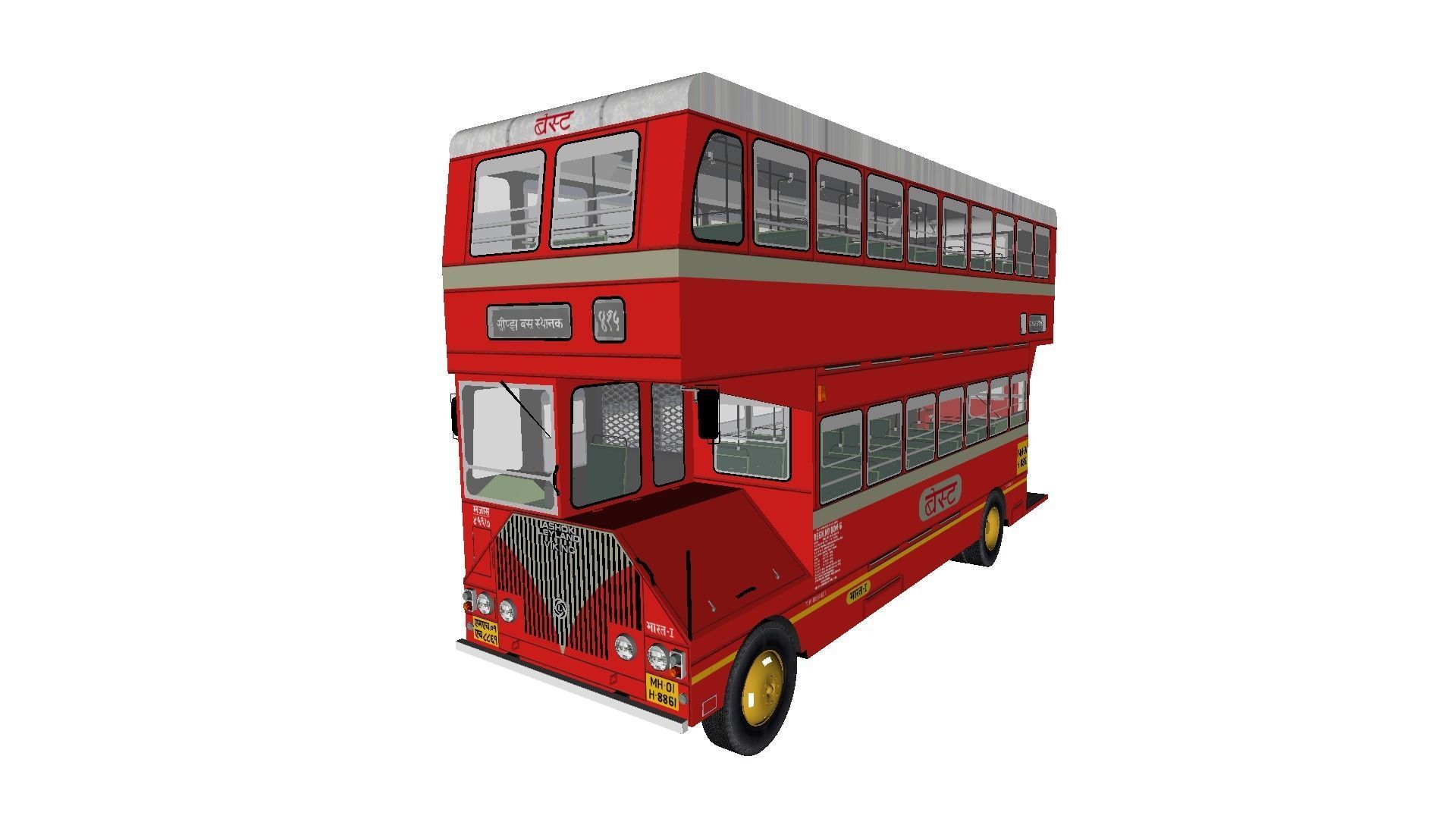 3D model Ashok Leyland Single Cabin Double Decker bus - Mumbai City ...