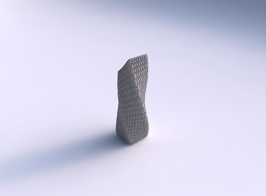 Vase twisted bent rectangle with diagonal grid bulges 3D model 3D ...
