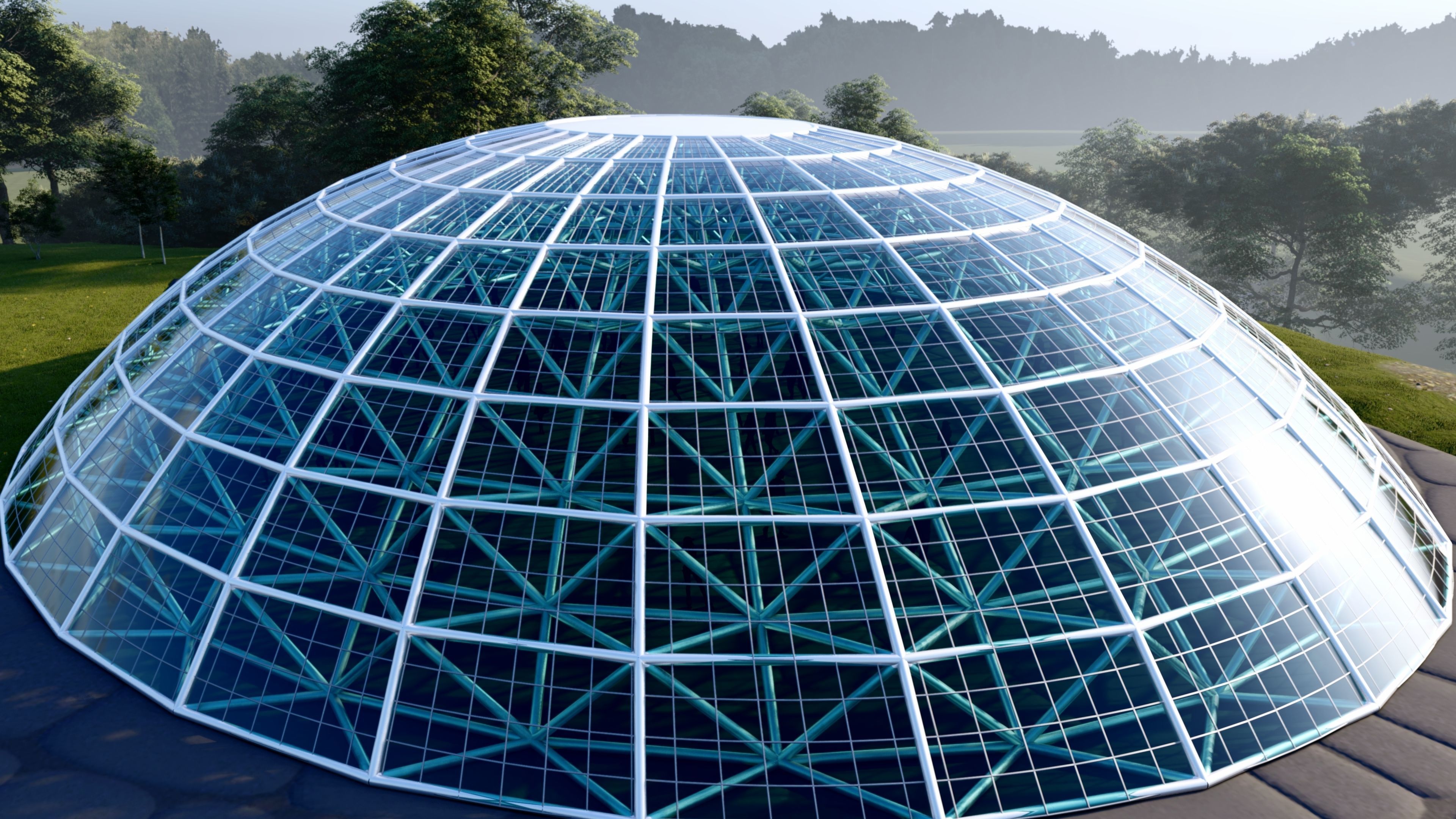 Elliptical Dome Space Truss Structure 3D model | CGTrader