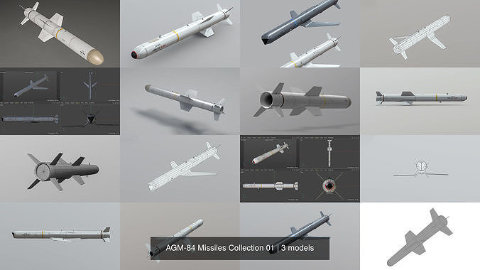 AGM-84 Missiles Collection 01 VR / AR / low-poly | CGTrader