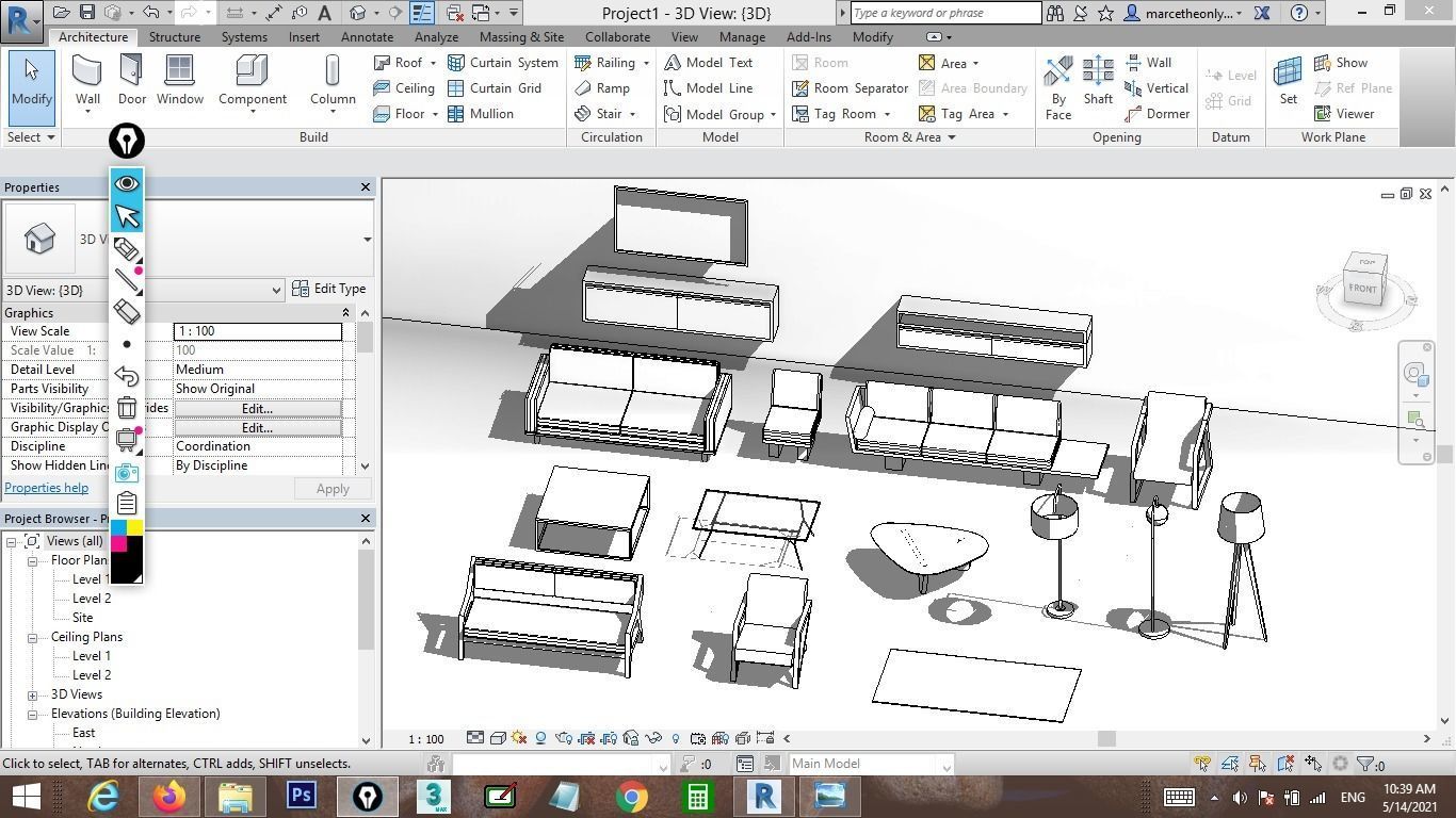 revit Living room forniture sets 3D model | CGTrader