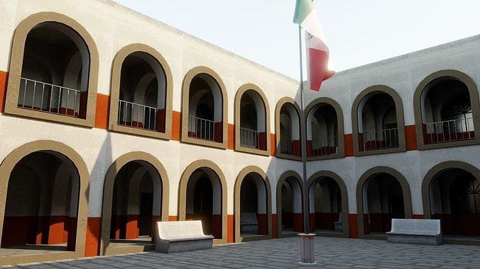 3D model Old School Building Lowpoly Scene VR-ready game-ready VR / AR ...