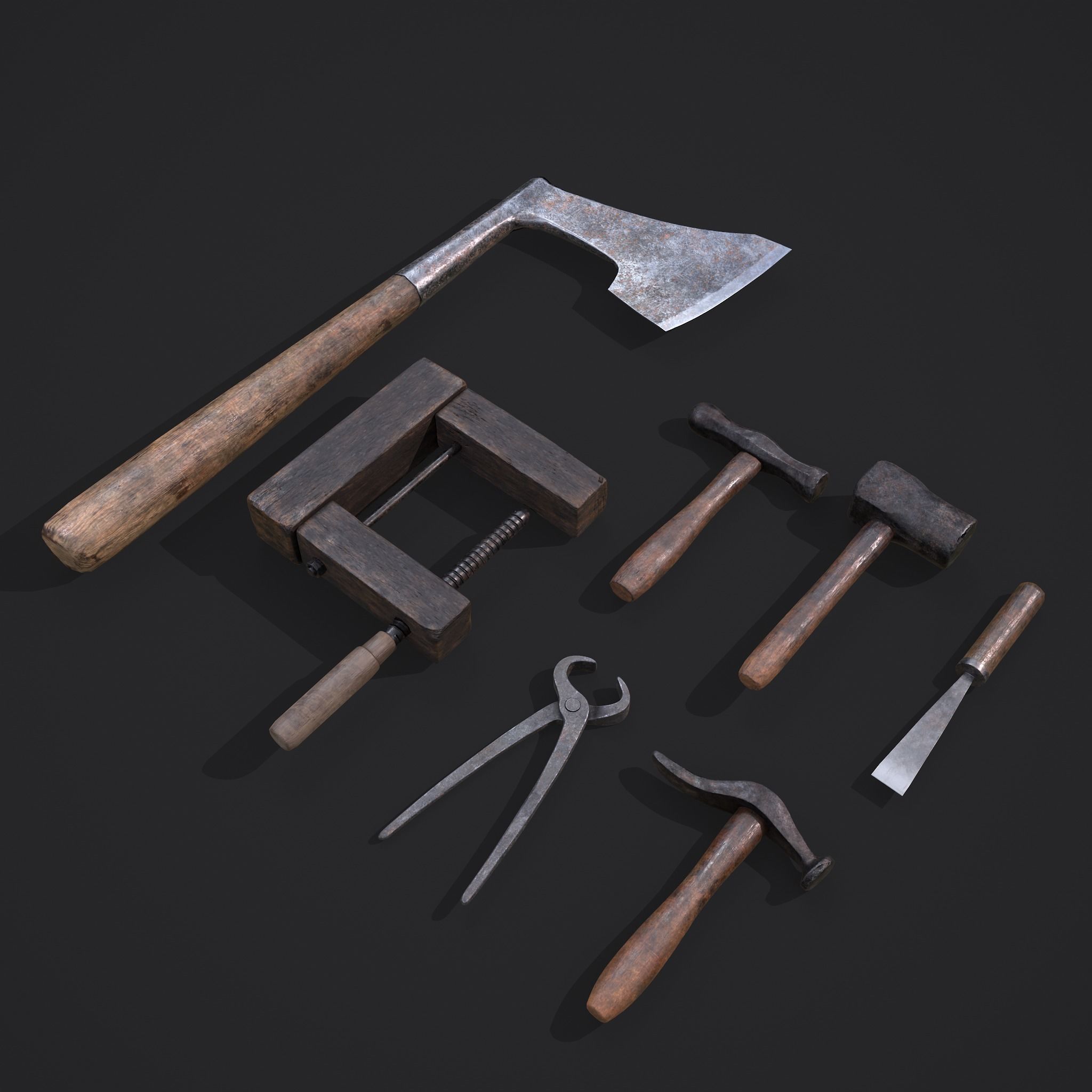 Medieval Carpentry Tools 3D Model Collection | CGTrader