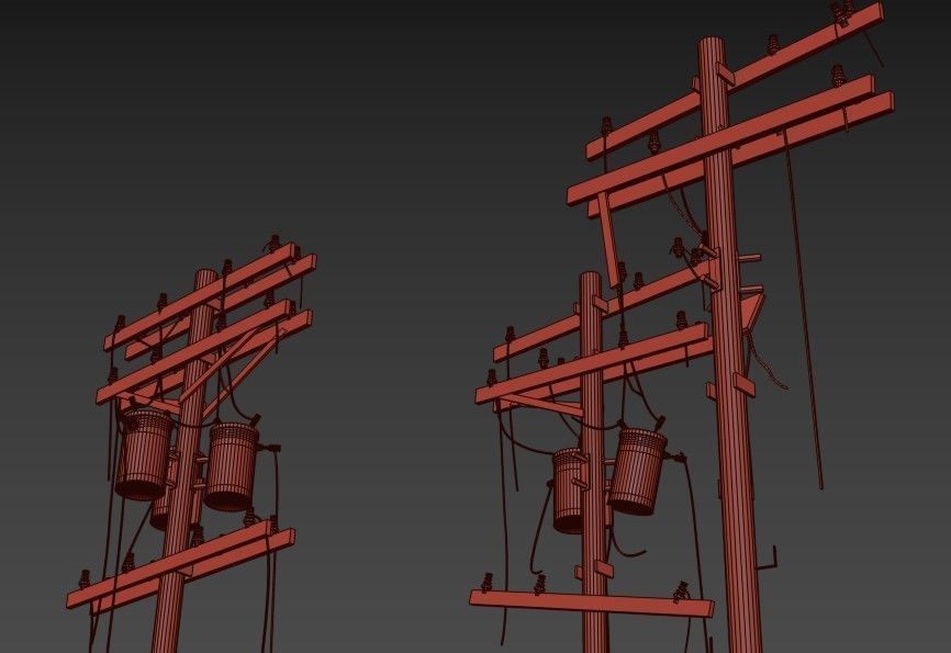 3D model Power pole pack VR / AR / low-poly | CGTrader