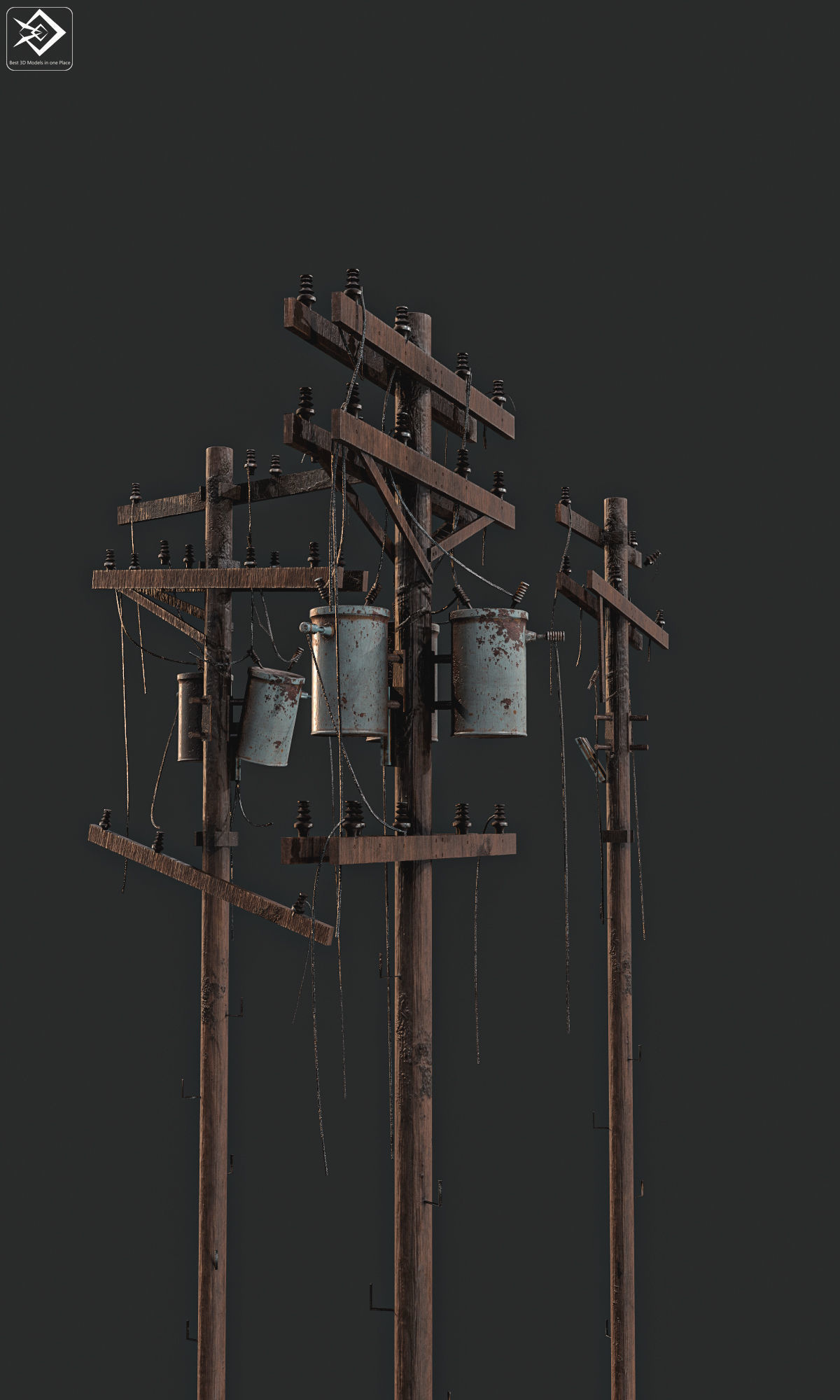 3D model Power pole pack VR / AR / low-poly | CGTrader