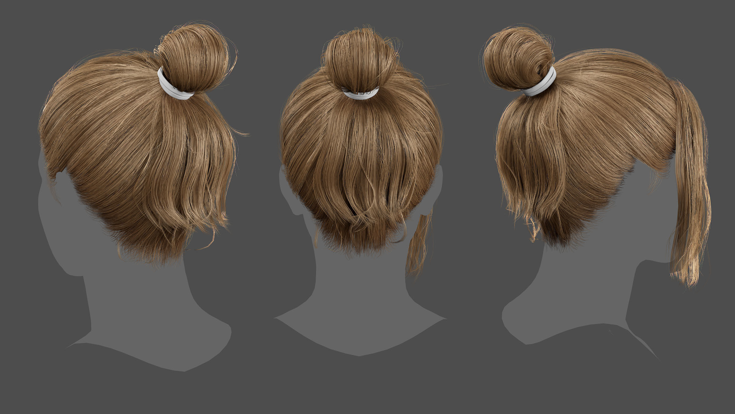 3D model Realtime Realistic Bun Hairstyle VR / AR / low-poly | CGTrader