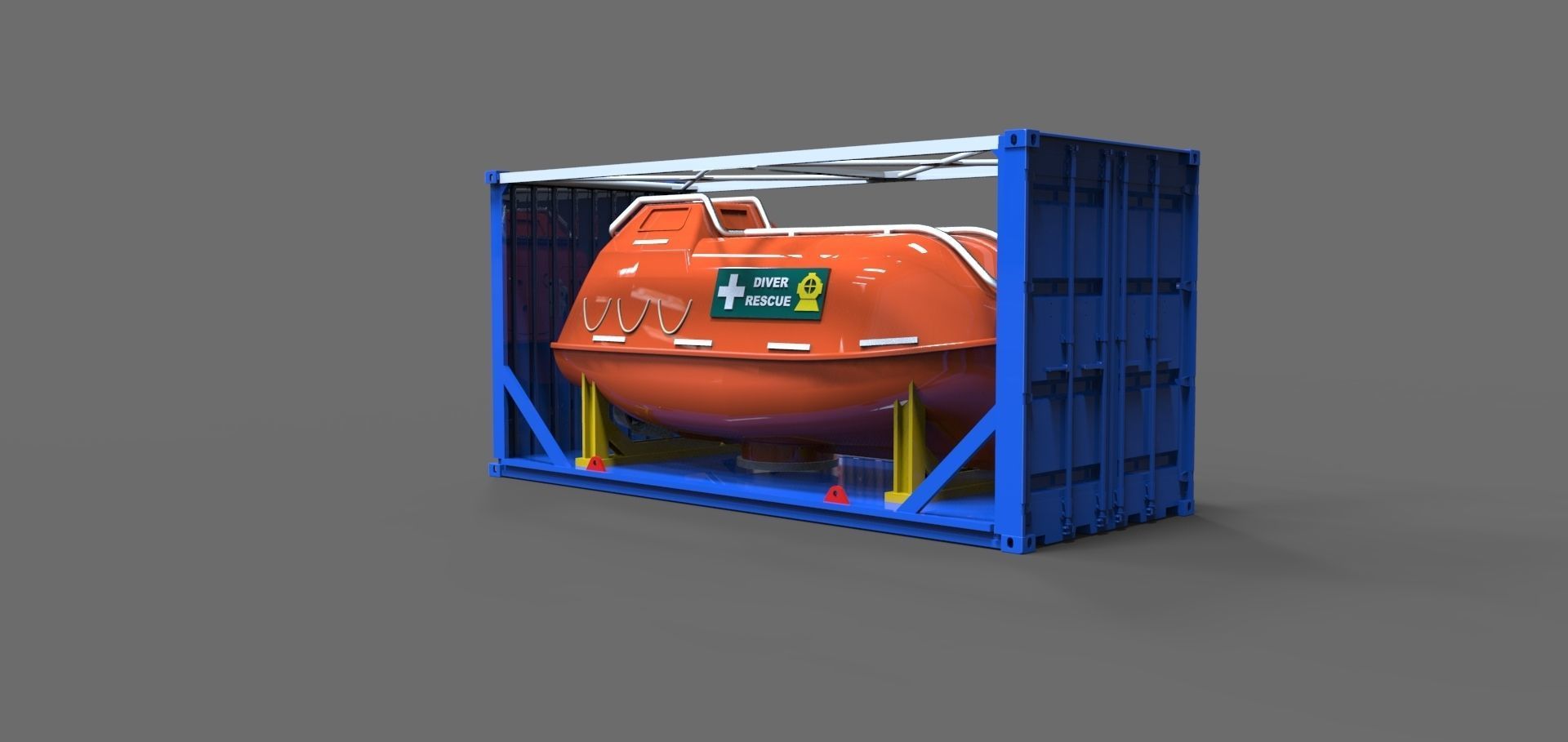 Lifeboat in container 3D model 3D printable | CGTrader