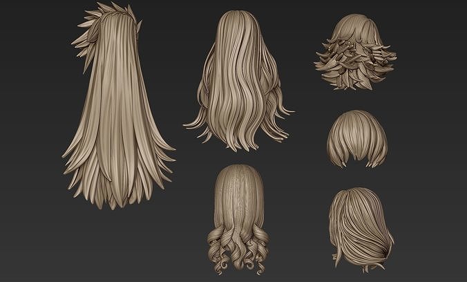 Hair Collection 4 angel with long 3D model | CGTrader