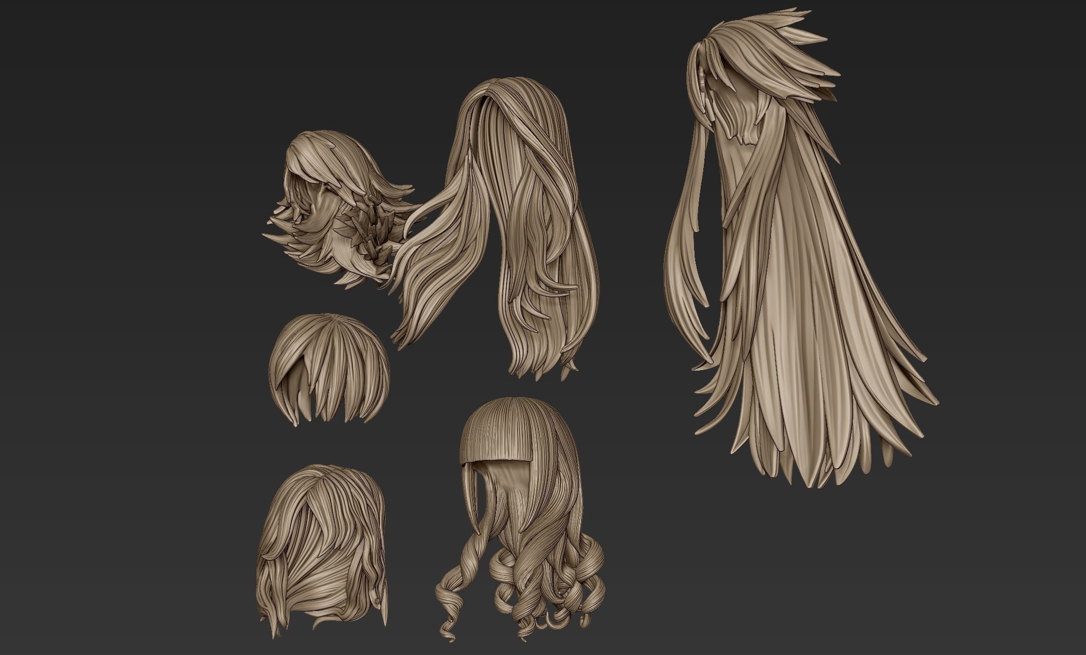 Hair Collection 4 angel with long 3D model | CGTrader