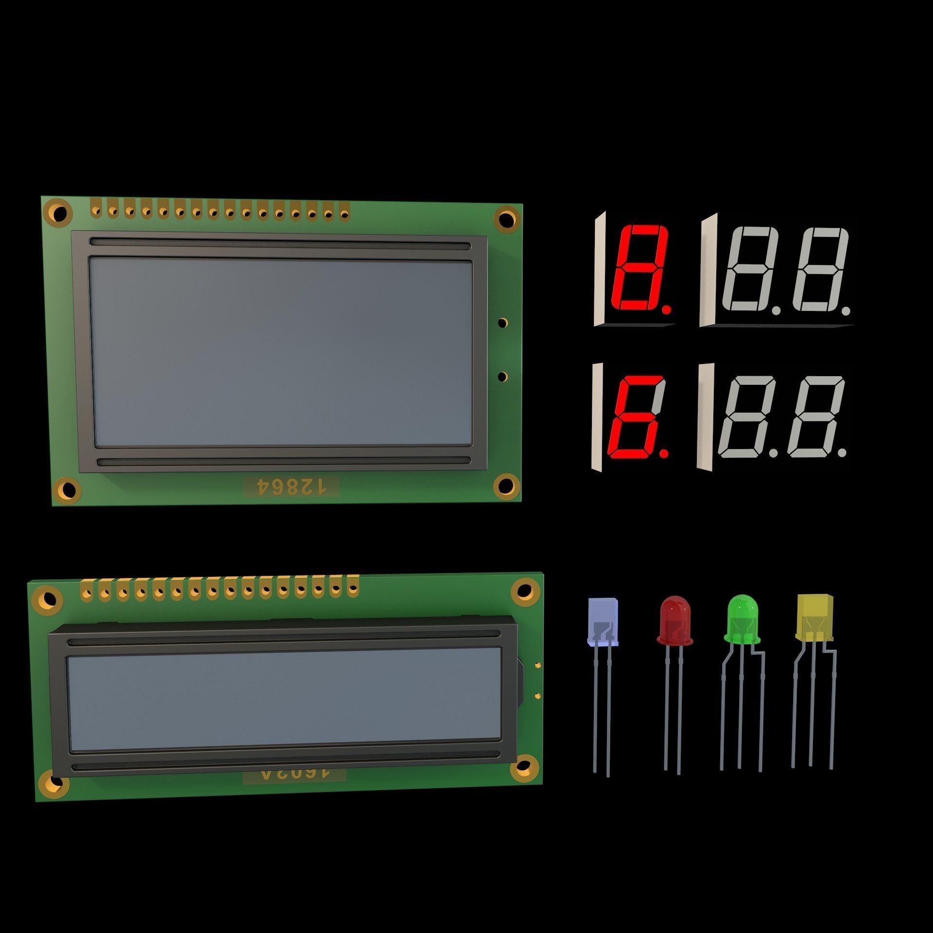 LCD Module and Digit LED Display 3D model | CGTrader