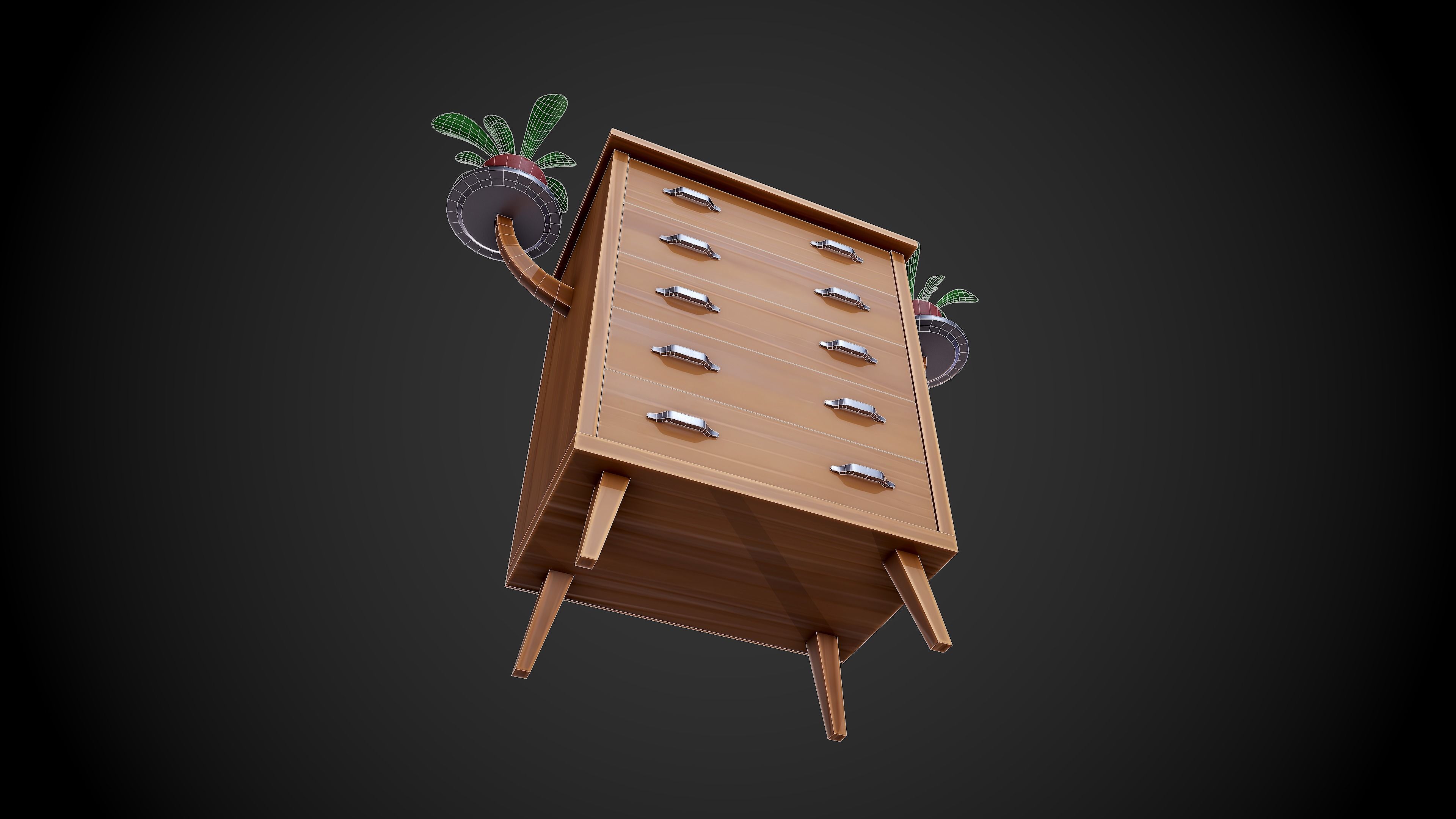 3D model Stylized Wooden Drawer VR / AR / low-poly | CGTrader