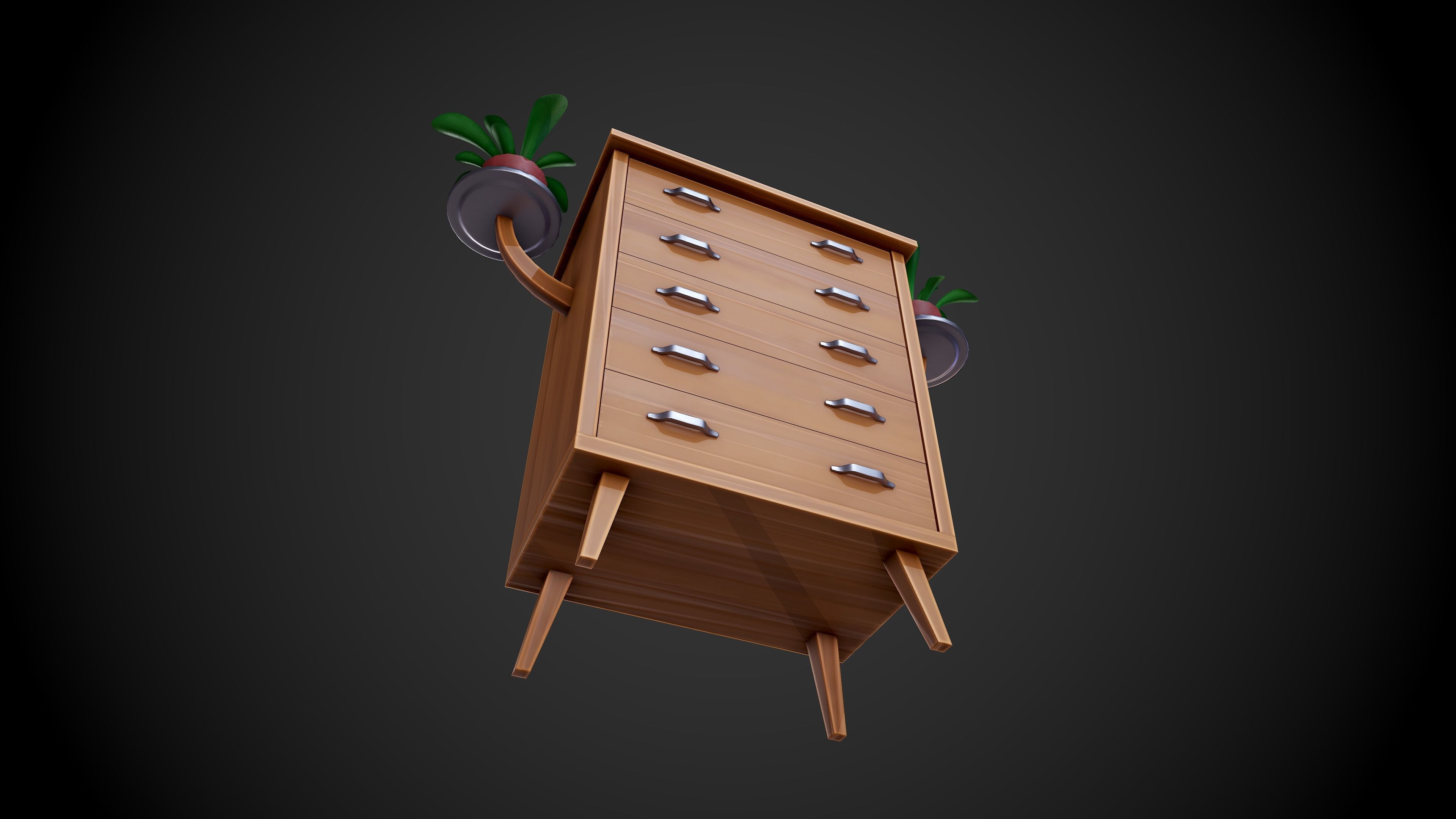 3D model Stylized Wooden Drawer VR / AR / low-poly | CGTrader