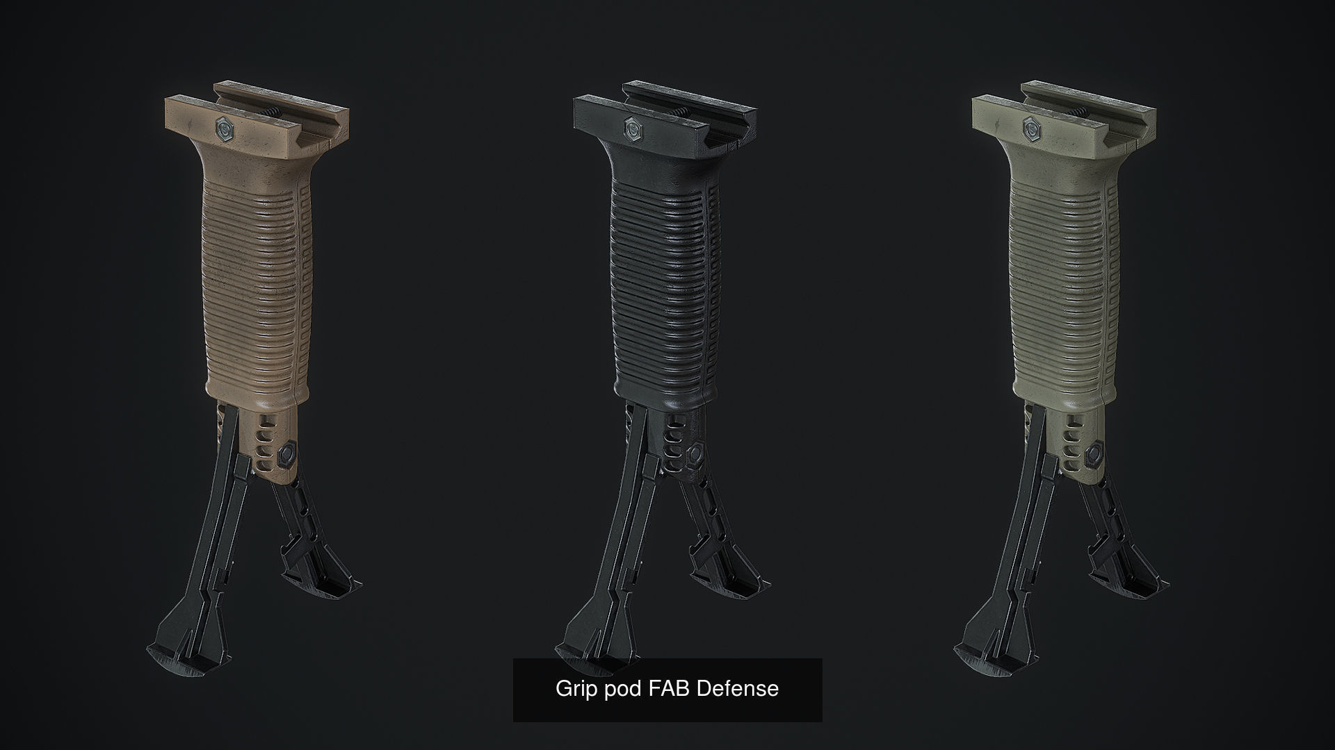 PBR Tactical Front Grips Pack 3D Model Collection | CGTrader