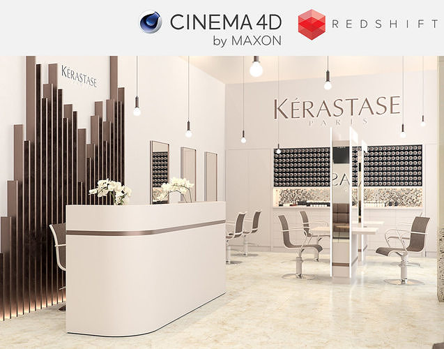 Redshift - C4D Scene files - Salon Scene interior 3D model | CGTrader