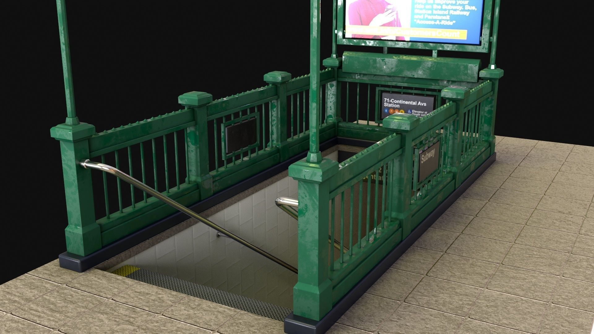3D model Subway Entrance - Street Props PBR VR / AR / low-poly | CGTrader