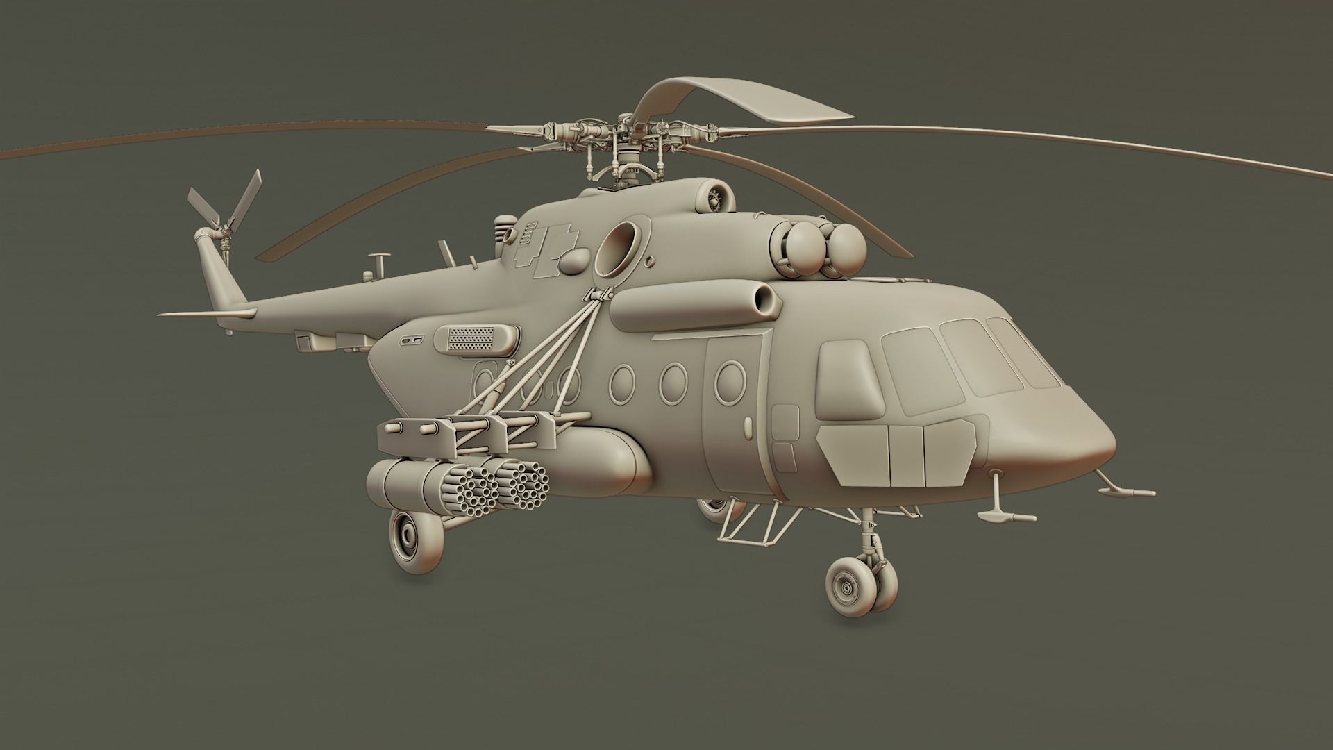 Helicopter Mi-8 AMTSH 3D model 3D printable | CGTrader