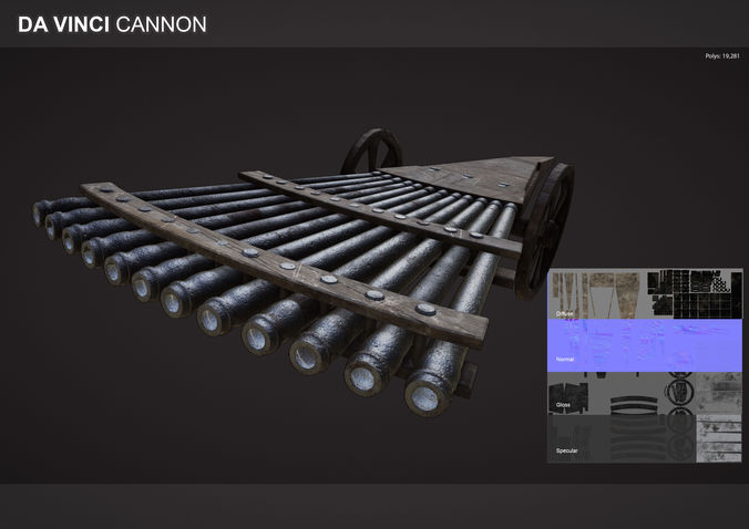 3D model Ribauldequin Cannon VR / AR / low-poly | CGTrader