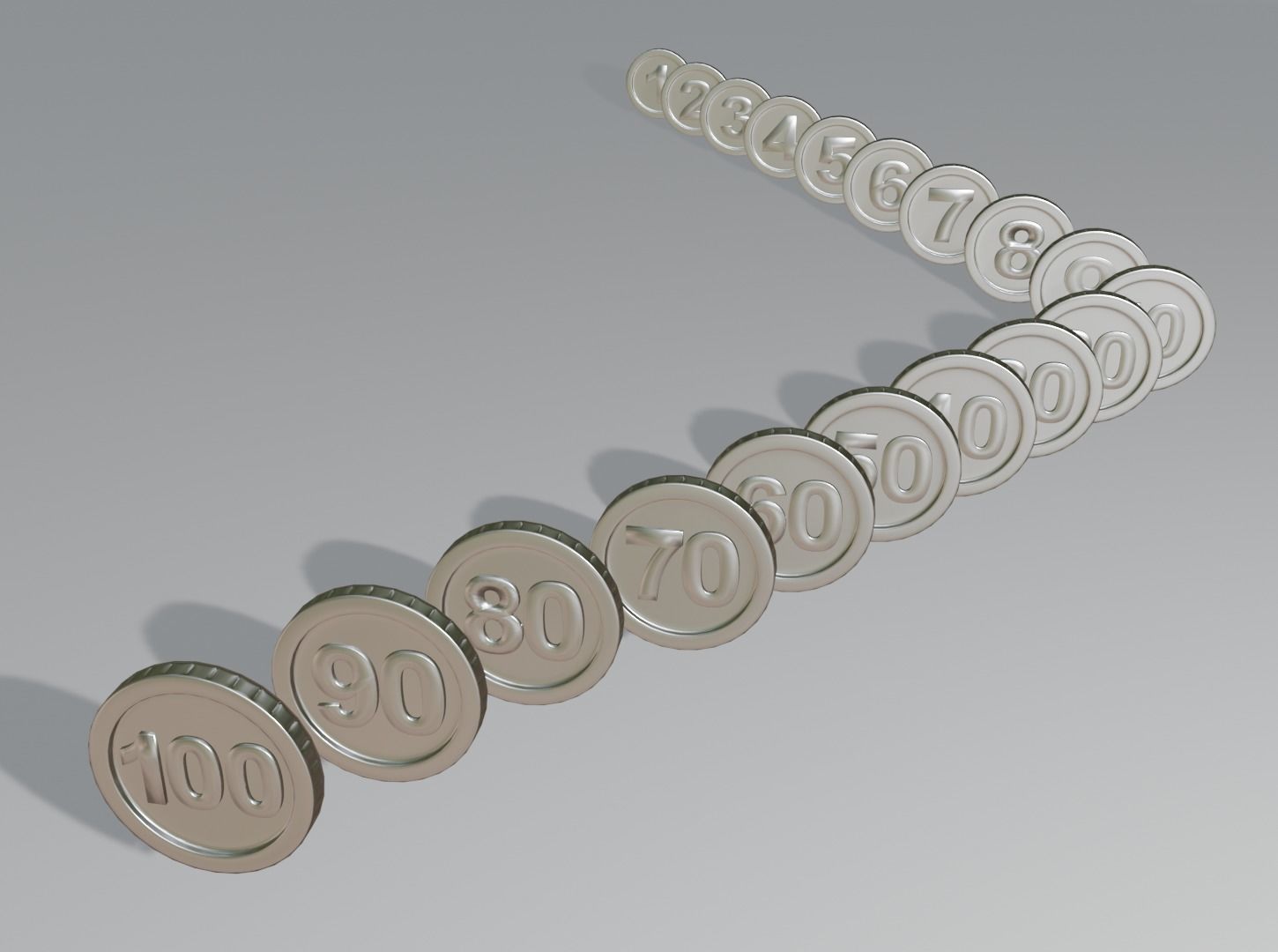 3D model Numbered silver coin 3d model - PBR Low-poly 3D model VR / AR ...