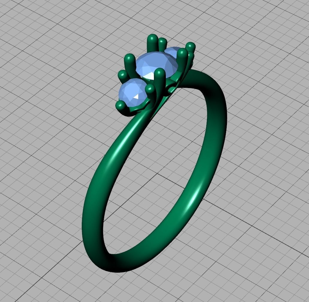 Three Stone Engagement ring Paradise design 3dmodel 3D model 3D ...
