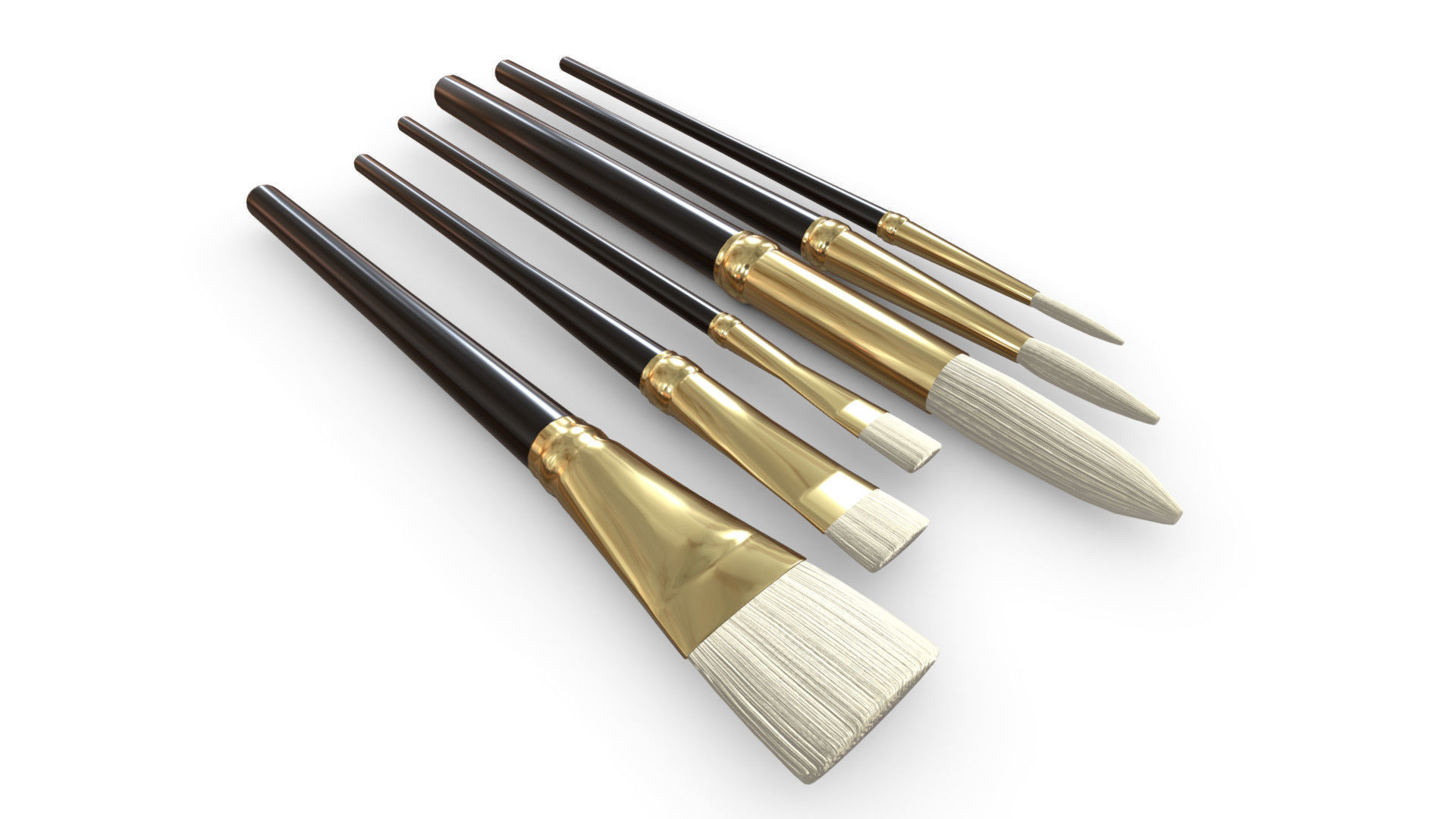 3D model Paintbrush Set VR / AR / low-poly | CGTrader