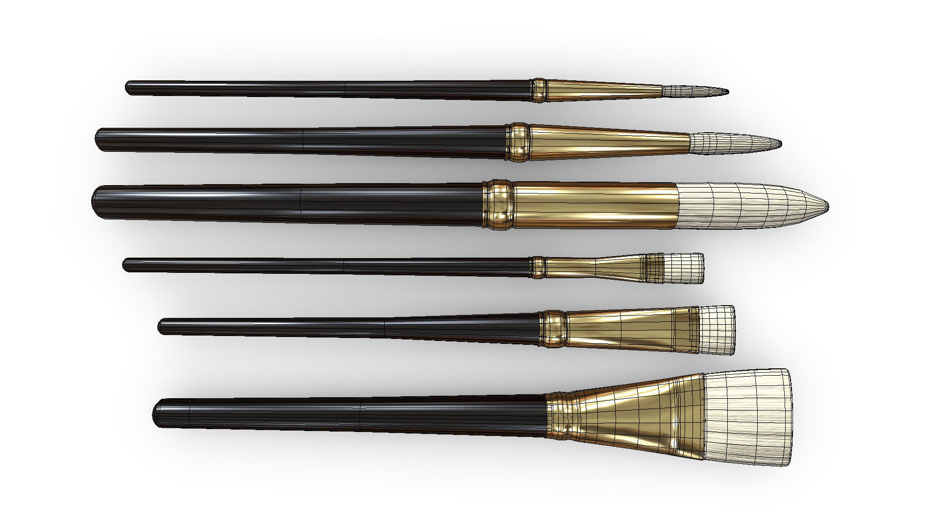 3D model Paintbrush Set VR / AR / low-poly | CGTrader