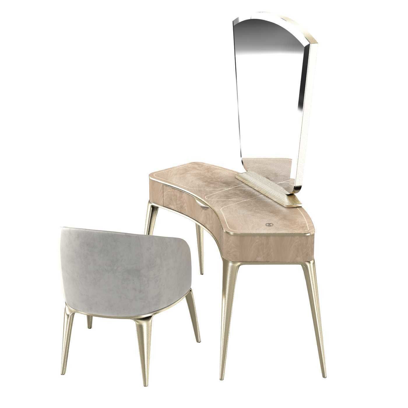 Michael Amini AICO MALIBU CREST Vanity Desk Mirror and Chair 3D model ...