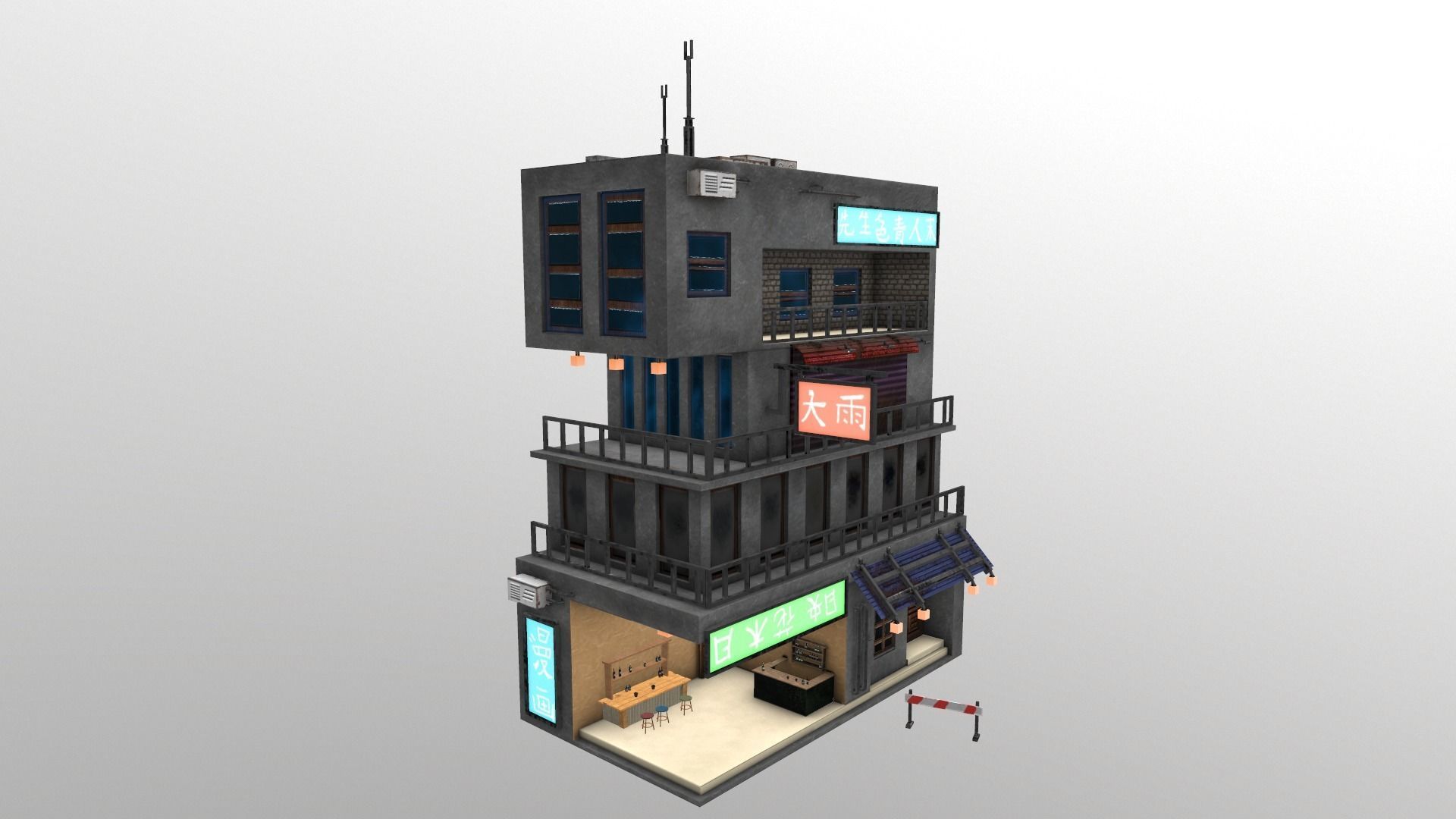 3D model Cyberpunk Building 4 VR / AR / low-poly | CGTrader