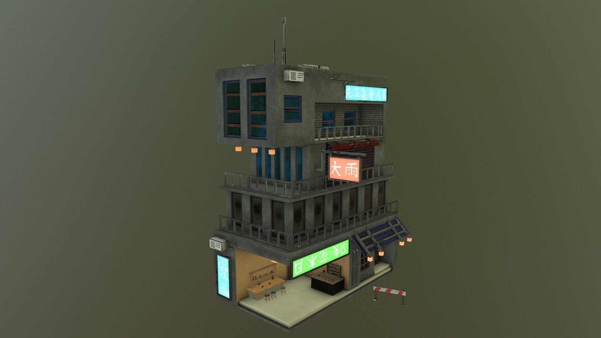 3D model Cyberpunk Building 4 VR / AR / low-poly | CGTrader