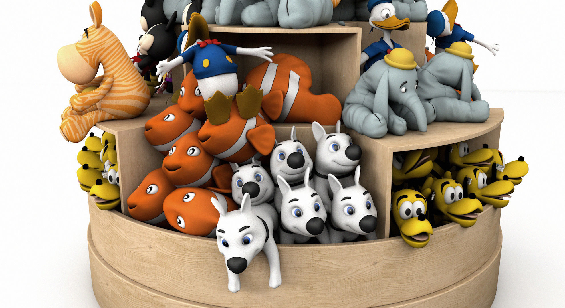 Circular Island Cabinet With Toys 3D model | CGTrader