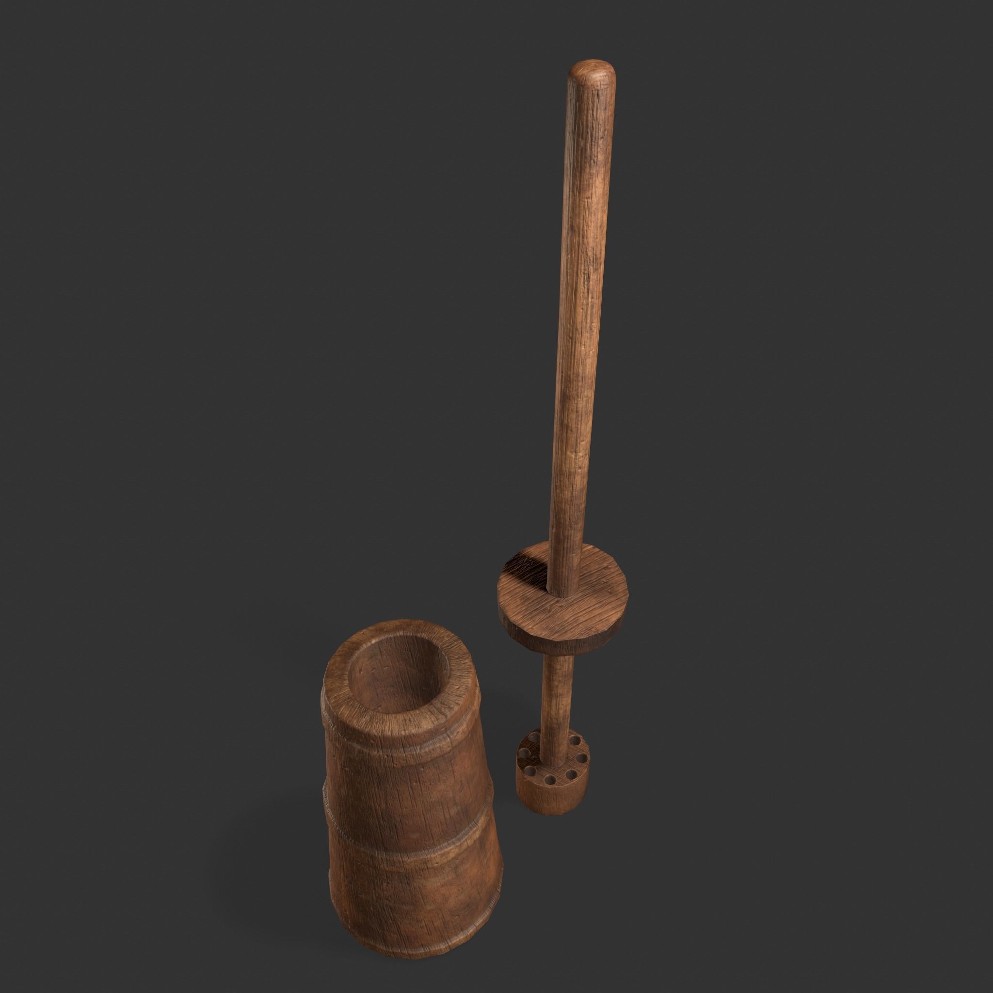 3D model Medieval Butter Churn with Butter VR / AR / low-poly | CGTrader