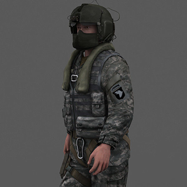 3D model US Army Blackhawk Gunner VR / AR / low-poly | CGTrader