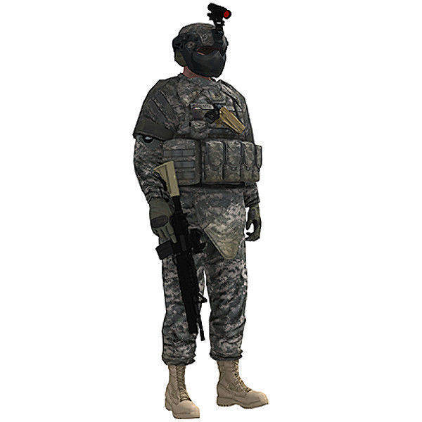 3D model US Army Infantry with IOTV and FAST armor VR / AR / low-poly ...