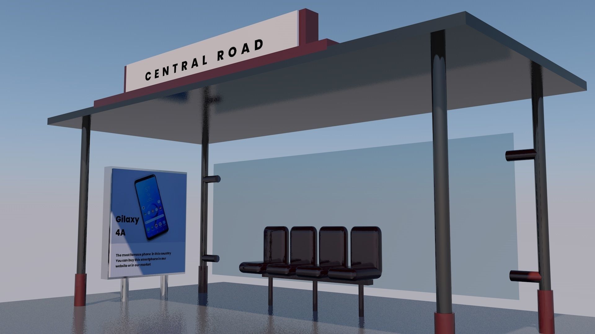 Bus and Tram Stop with a shelter 3D model | CGTrader