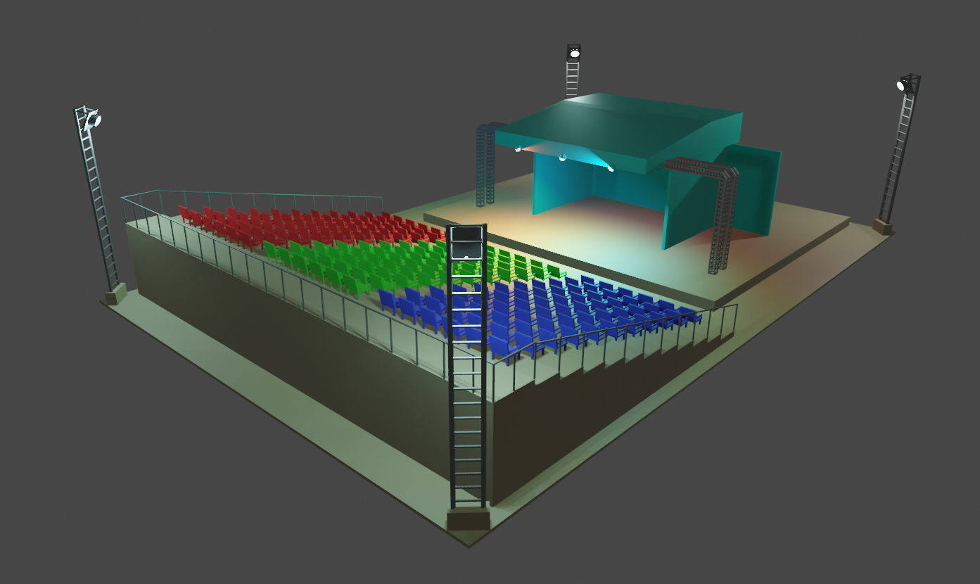 Arena auditorium with seats and stage free VR / AR / low-poly 3D model ...