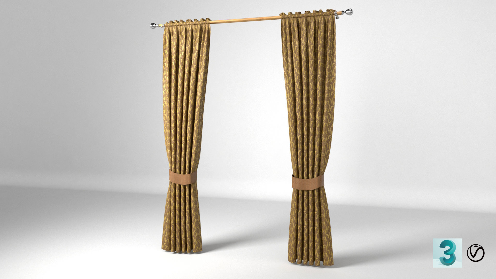 Animated curtains for architectural visualization 605 3D model animated ...