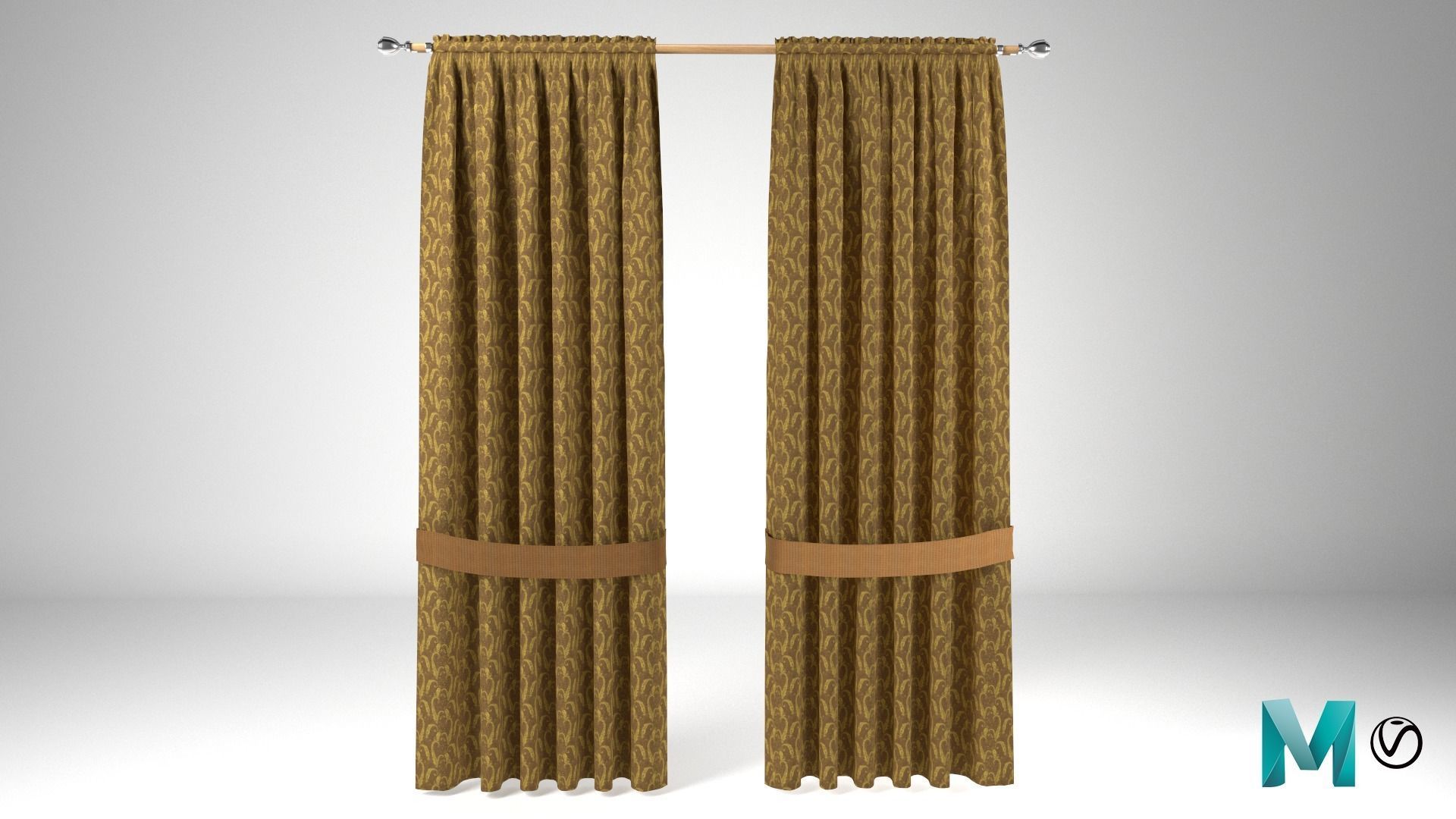 Animated curtains for architectural visualization 605 3D model animated ...