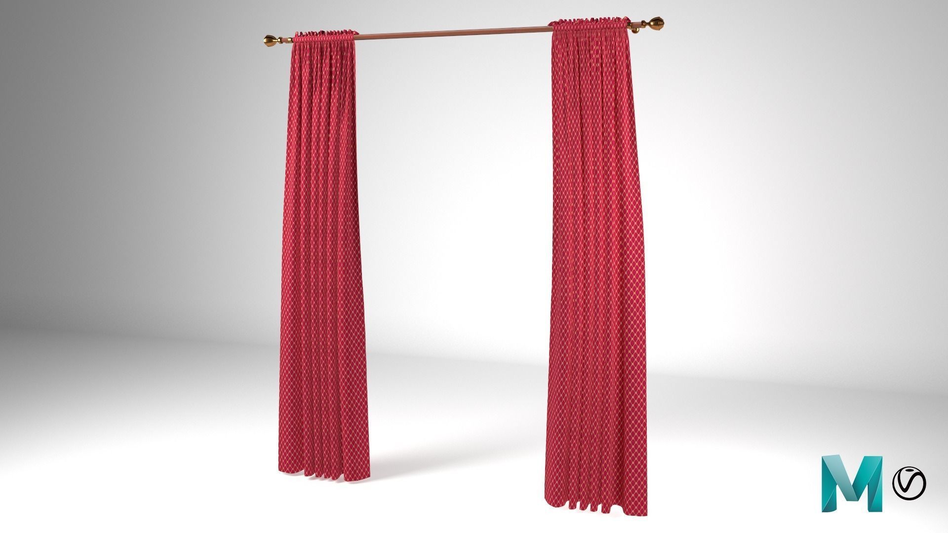 Animated curtains for architectural visualization 605 3D model animated ...