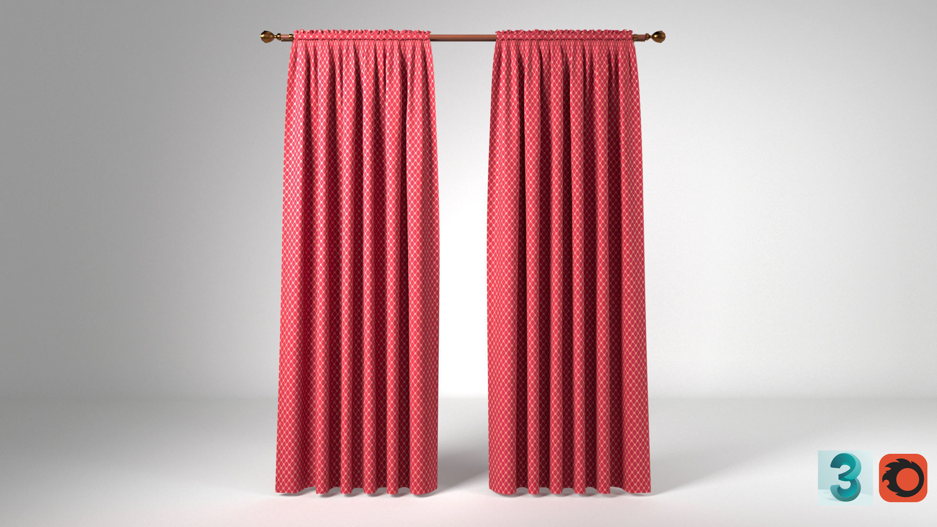 Animated curtains for architectural visualization 605 3D model animated ...