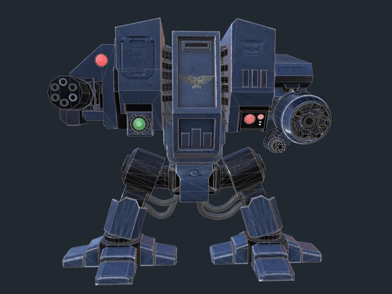 3D model dreadnought robot with two guns VR / AR / low-poly | CGTrader