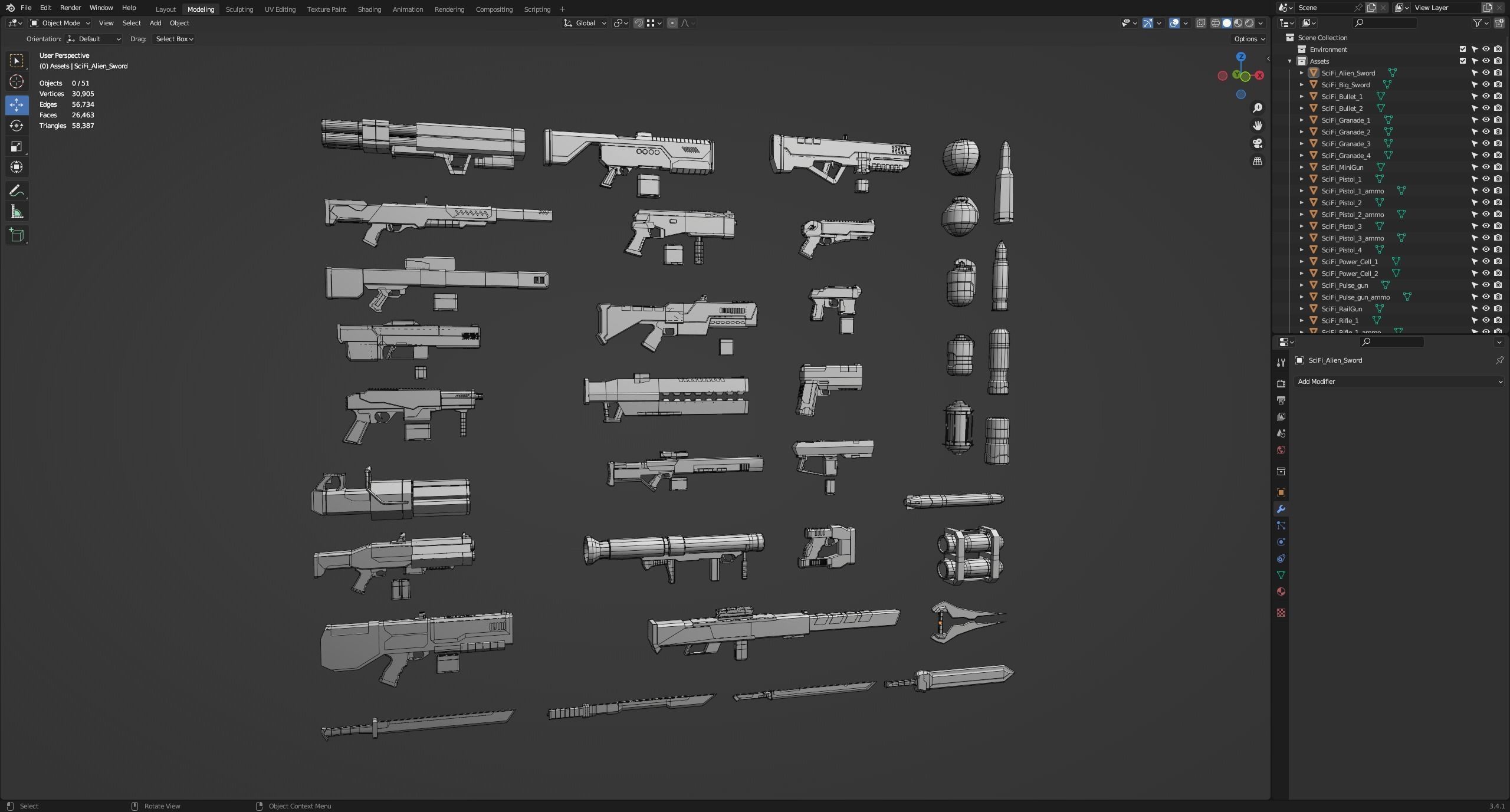 3D model LowPoly Sci Fi Guns Pack VR / AR / low-poly | CGTrader