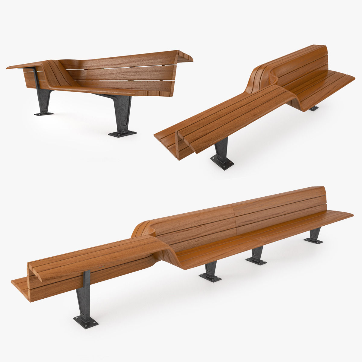 Bench wooden 3D model | CGTrader