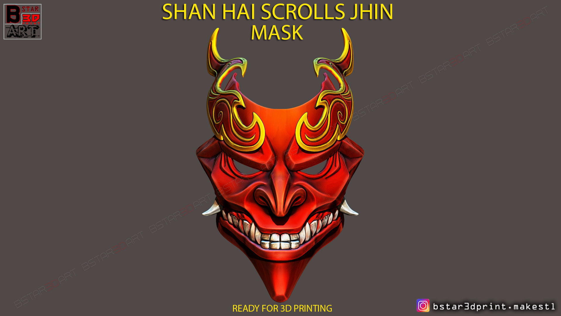 Shan Hai Scrolls Jhin Mask - Jhin God - League Of Legends 3D model 3D ...