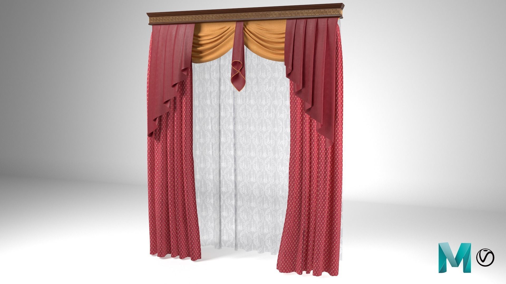 Animated curtains for architectural visualization 602 3D model animated ...