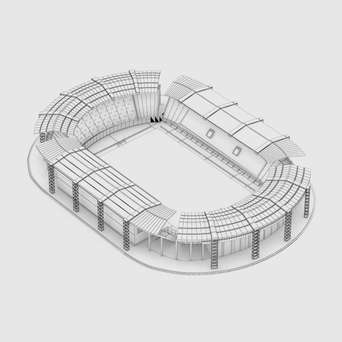 3D model Lowpoly generic football soccer stadium VR / AR / low-poly ...