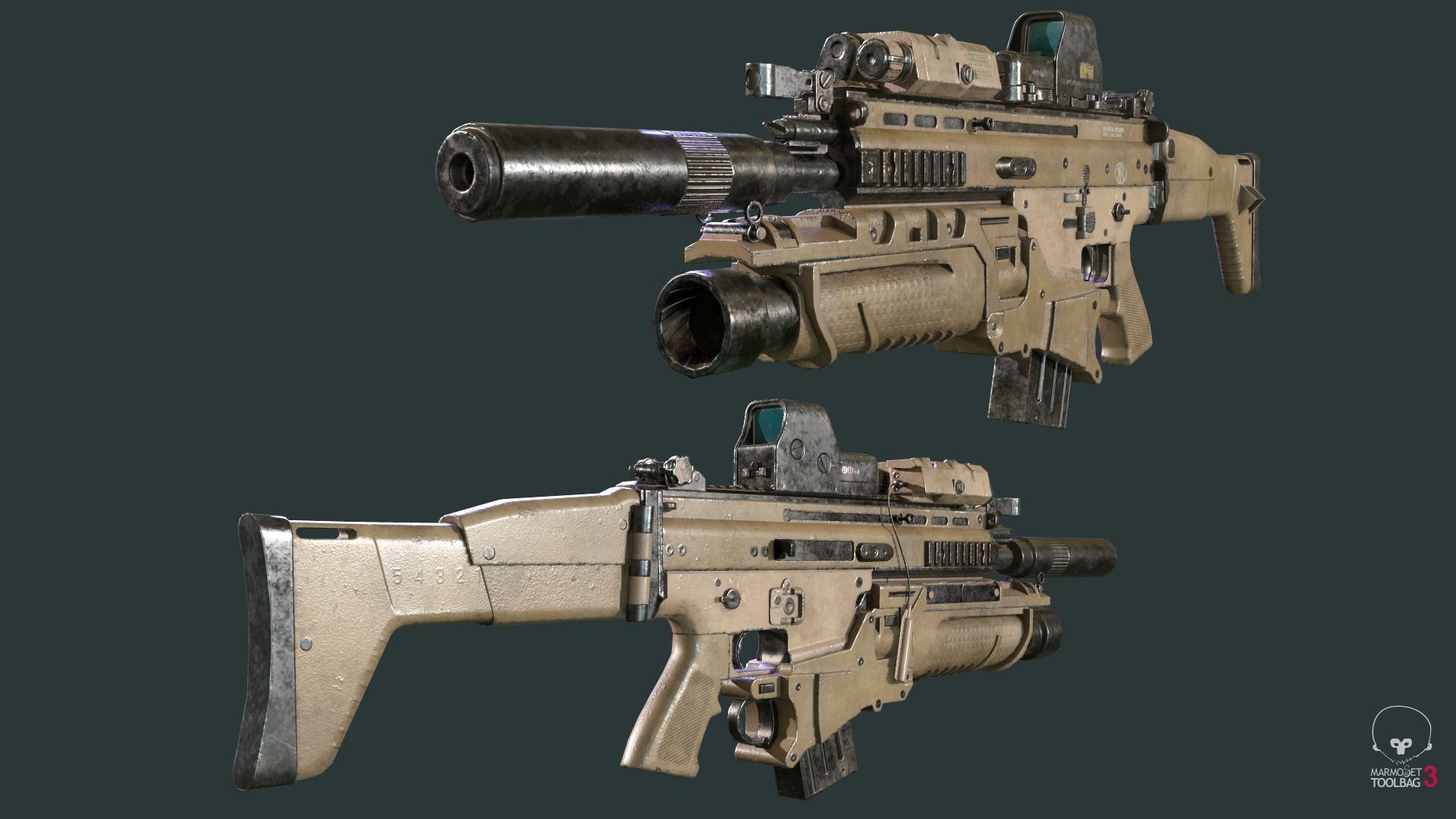 3D model Fn-Scar Assault Rifle VR / AR / low-poly | CGTrader