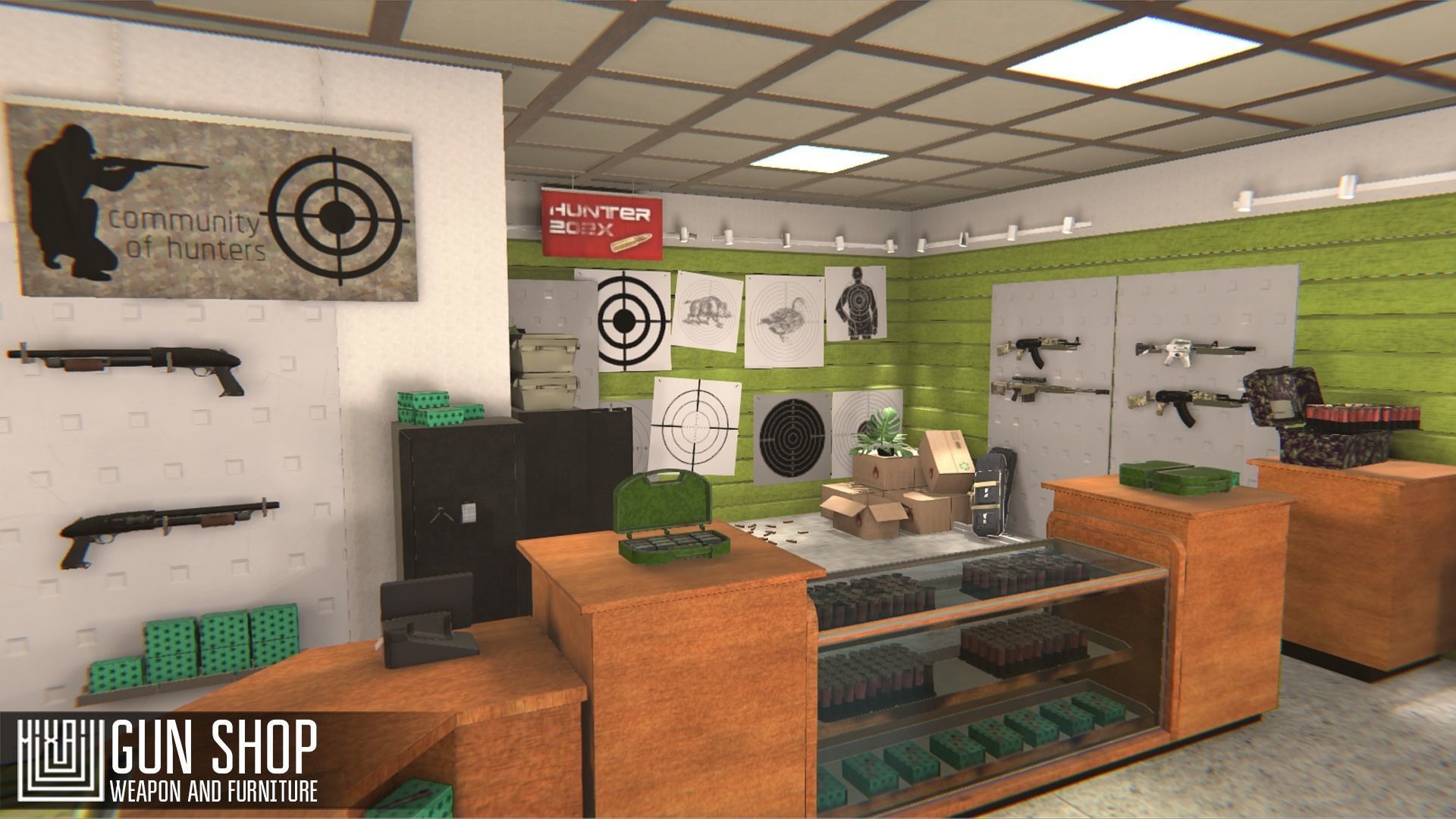 3D model Gun Shop - weapon and furniture VR / AR / low-poly | CGTrader