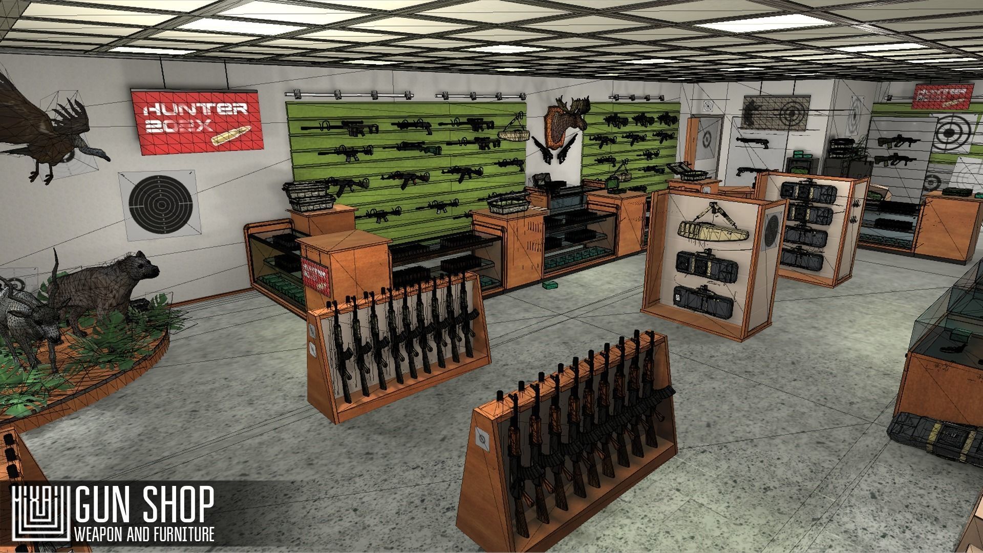 3D model Gun Shop - weapon and furniture VR / AR / low-poly | CGTrader