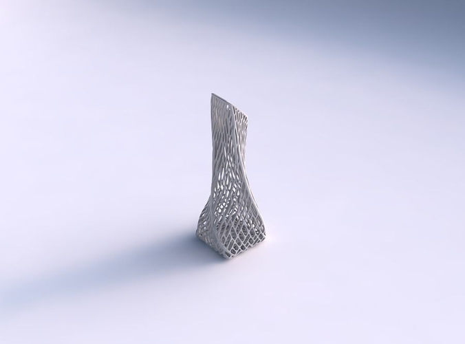 Vase twisted squeezed and bent rectangle with twisted lattice... 3D ...