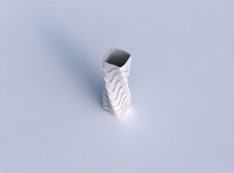 Vase twisted rectangle with horizontal wavy layers 3D model 3D ...