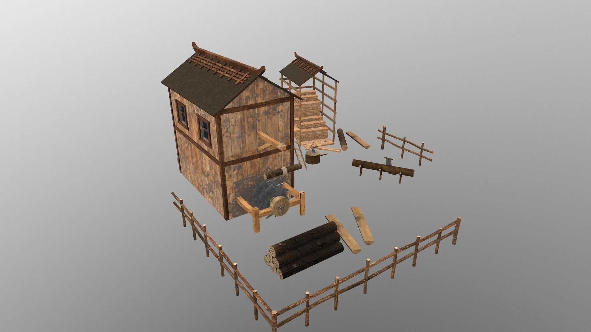3D model Sawmill Level 15 VR / AR / low-poly | CGTrader